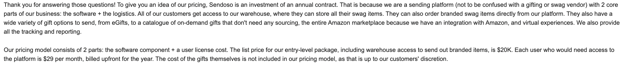 Sendoso Pricing - Actual Prices for All Packages - RevPilots